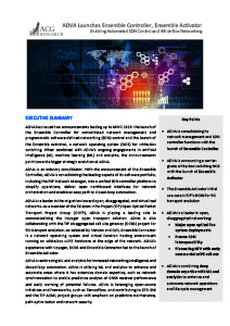 ACG Research report: ADVA Launches Ensemble Controller, Ensemble Activator
